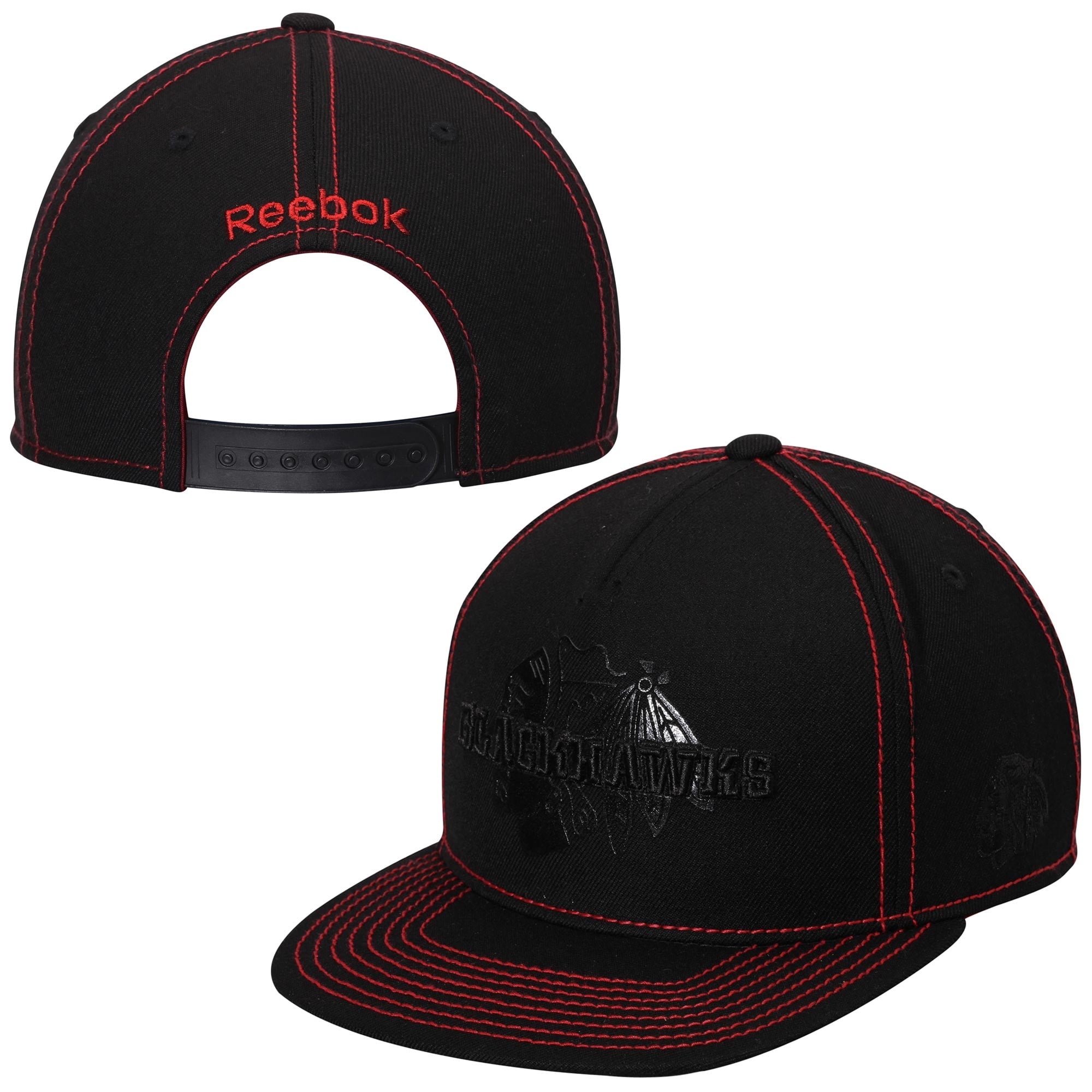 Reebok Chicago Blackhawks Black Cross Check Snapback Hat