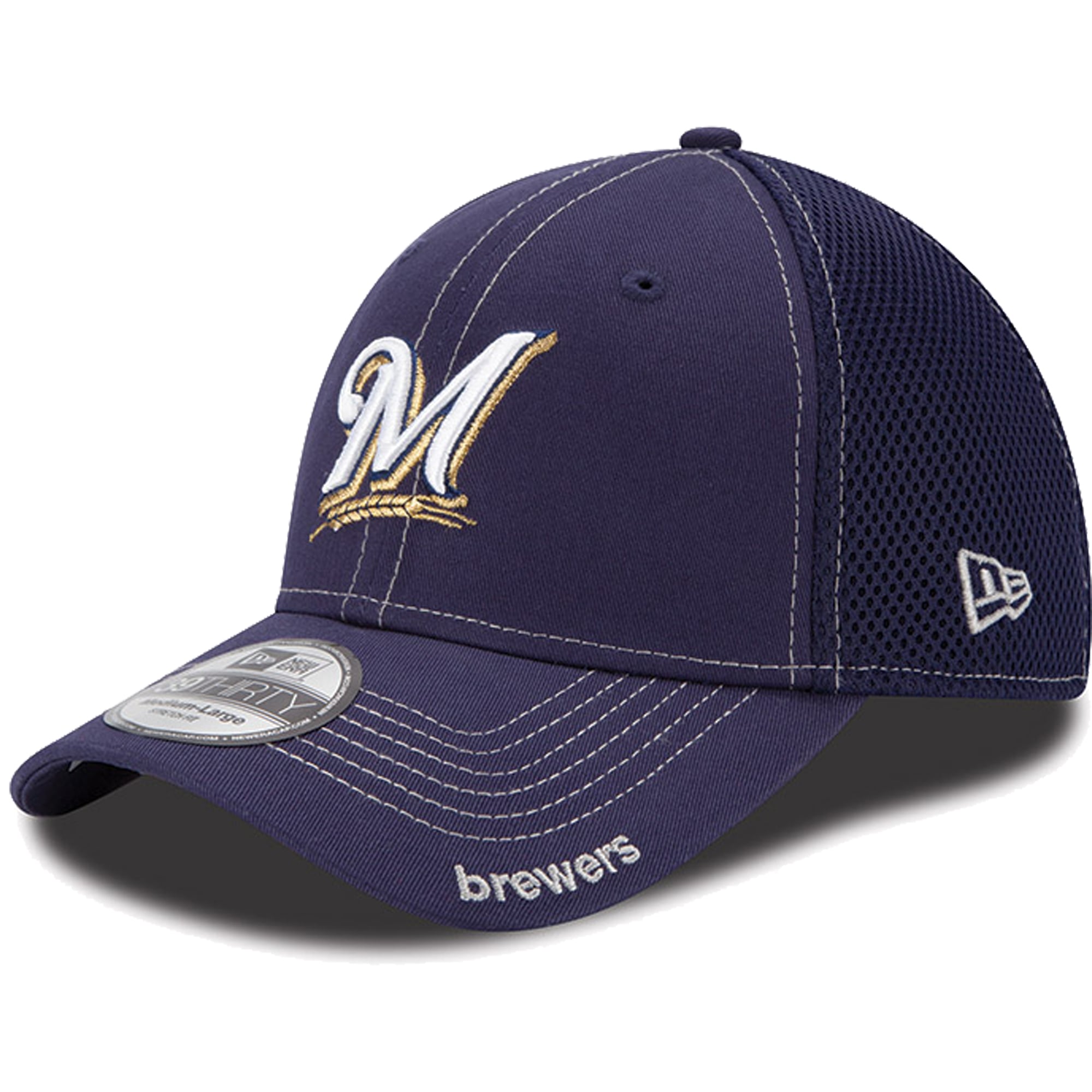 New Era Milwaukee Brewers Navy Blue Neo 39THIRTY Stretch Fit Hat