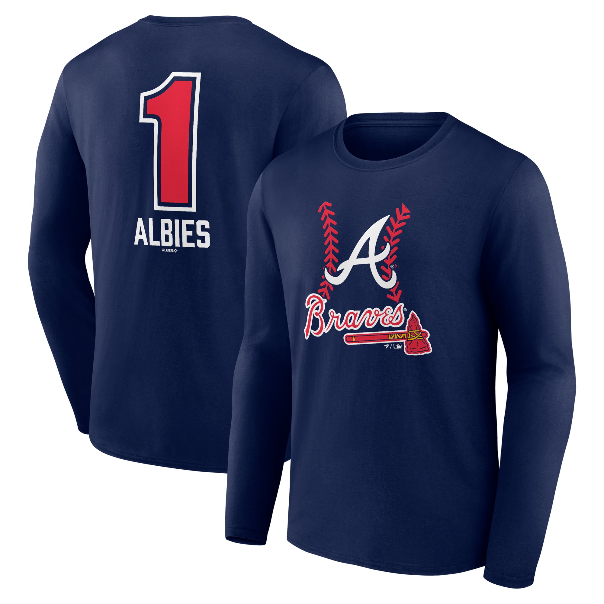 Mens Atlanta Braves Ozzie Albies Navy Fastball Player Name And Number