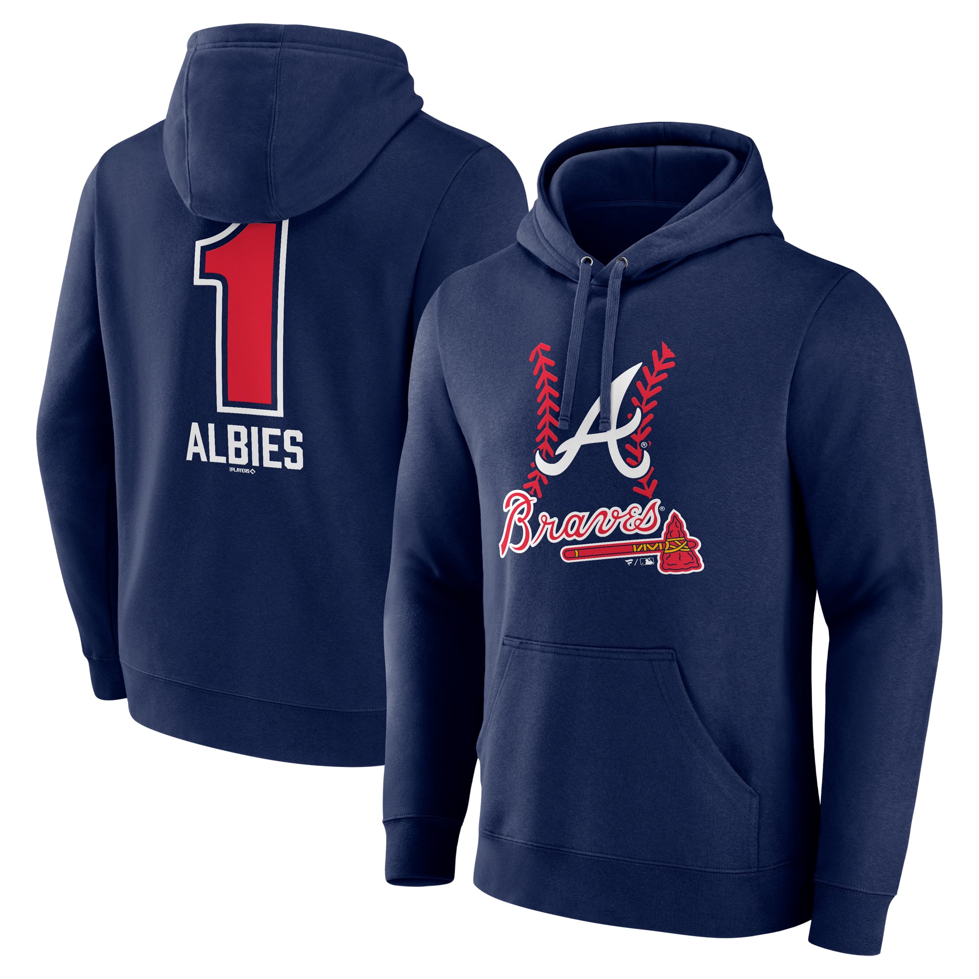 Mens Atlanta Braves Ozzie Albies Navy Fastball Player Name And Number