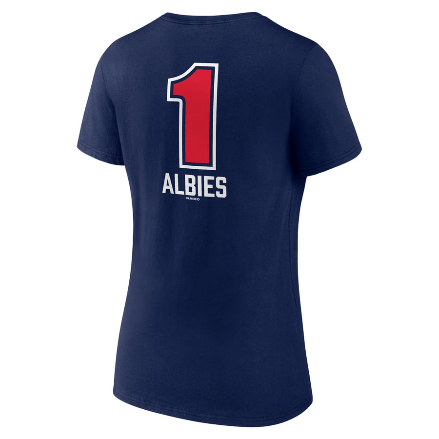 Womens Atlanta Braves Ozzie Albies Navy Fastball Player Name And Number