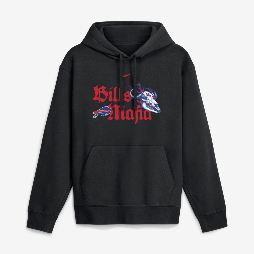 Nike Buffalo Bills Black Mafia Skull Club Fleece Pullover Hoodie
