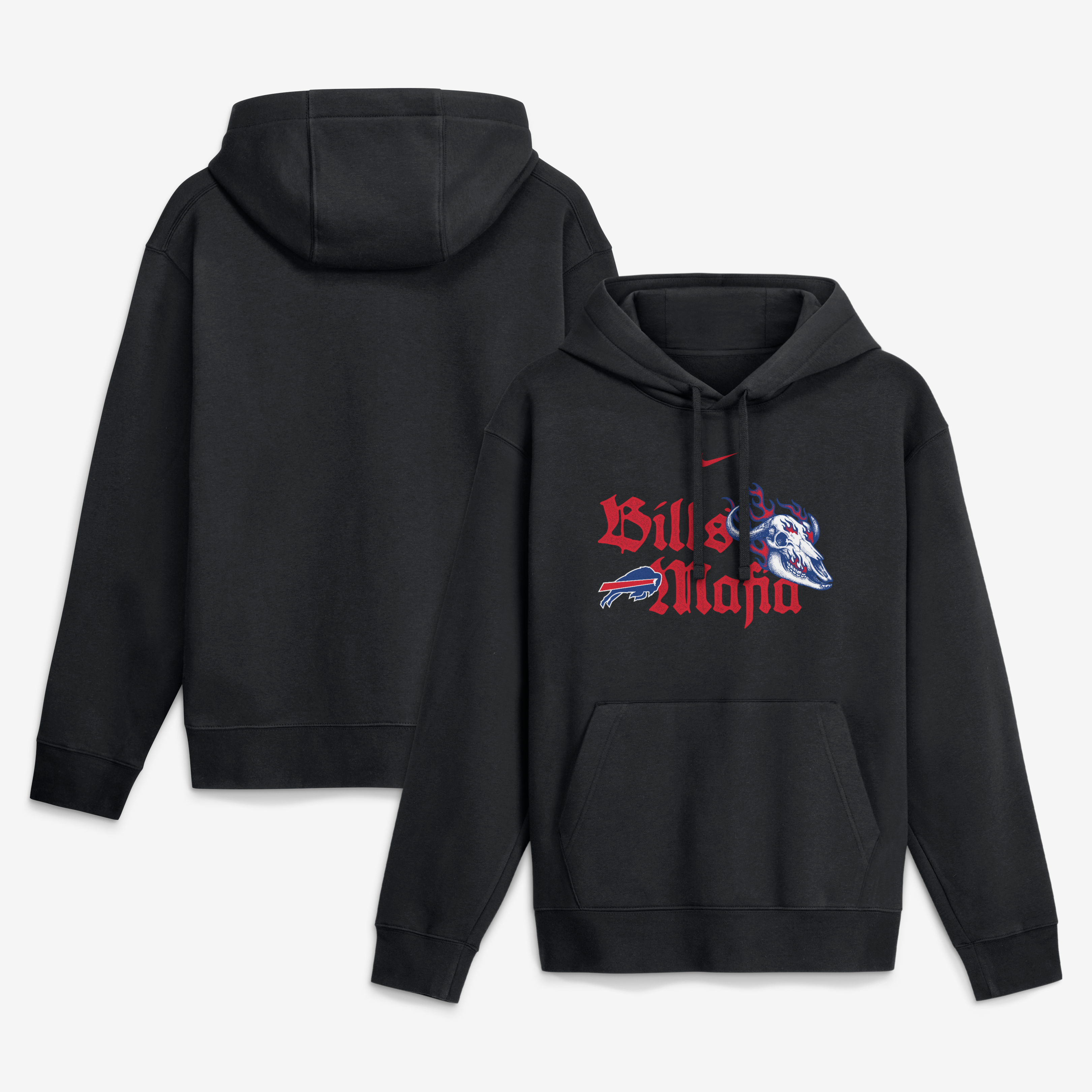 Nike Buffalo Bills Black Mafia Skull Club Fleece Pullover Hoodie