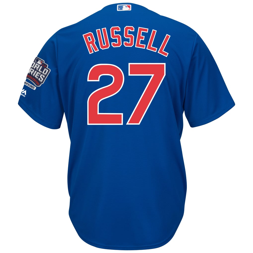 Mens Chicago Cubs Addison Russell Majestic Royal 2016 World Series