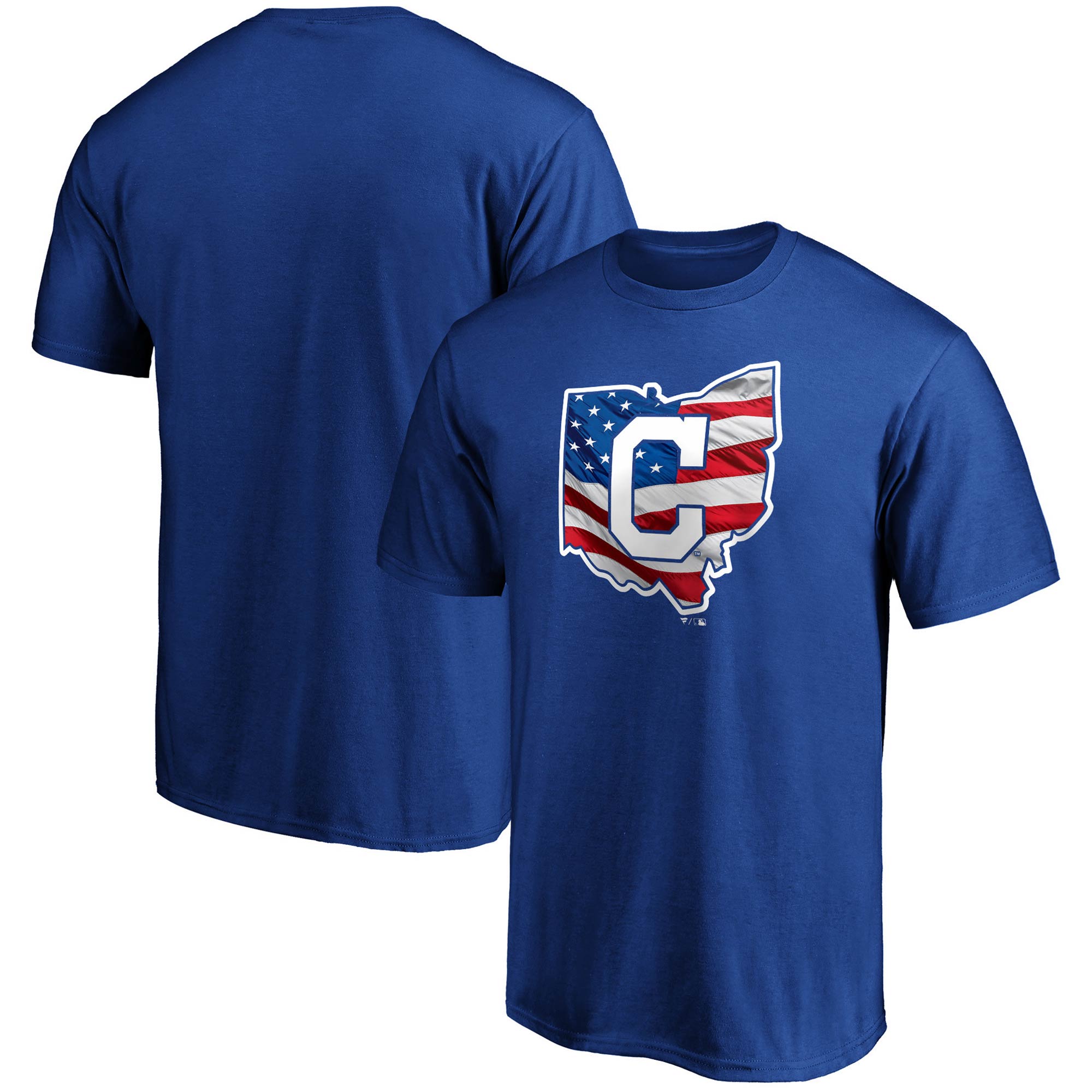 Men's Cleveland Indians Fanatics Royal Banner State T-Shirt