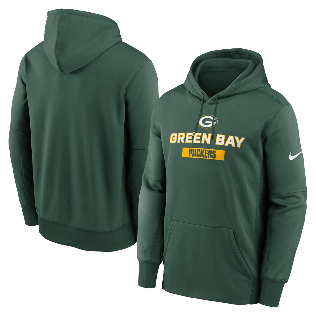 Men's Green Bay Packers Nike Green Toss Sweep Performance Pullover Hoodie