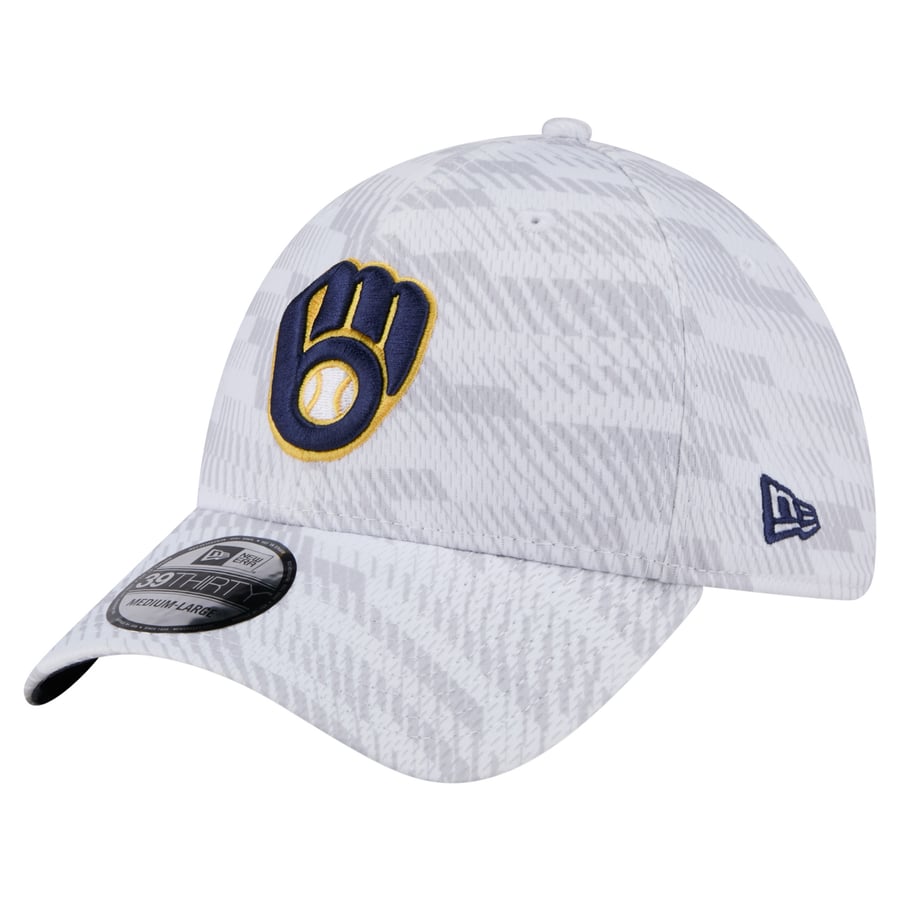 Men's Milwaukee Brewers New Era White Graded 39THIRTY Stretch Fit Hat