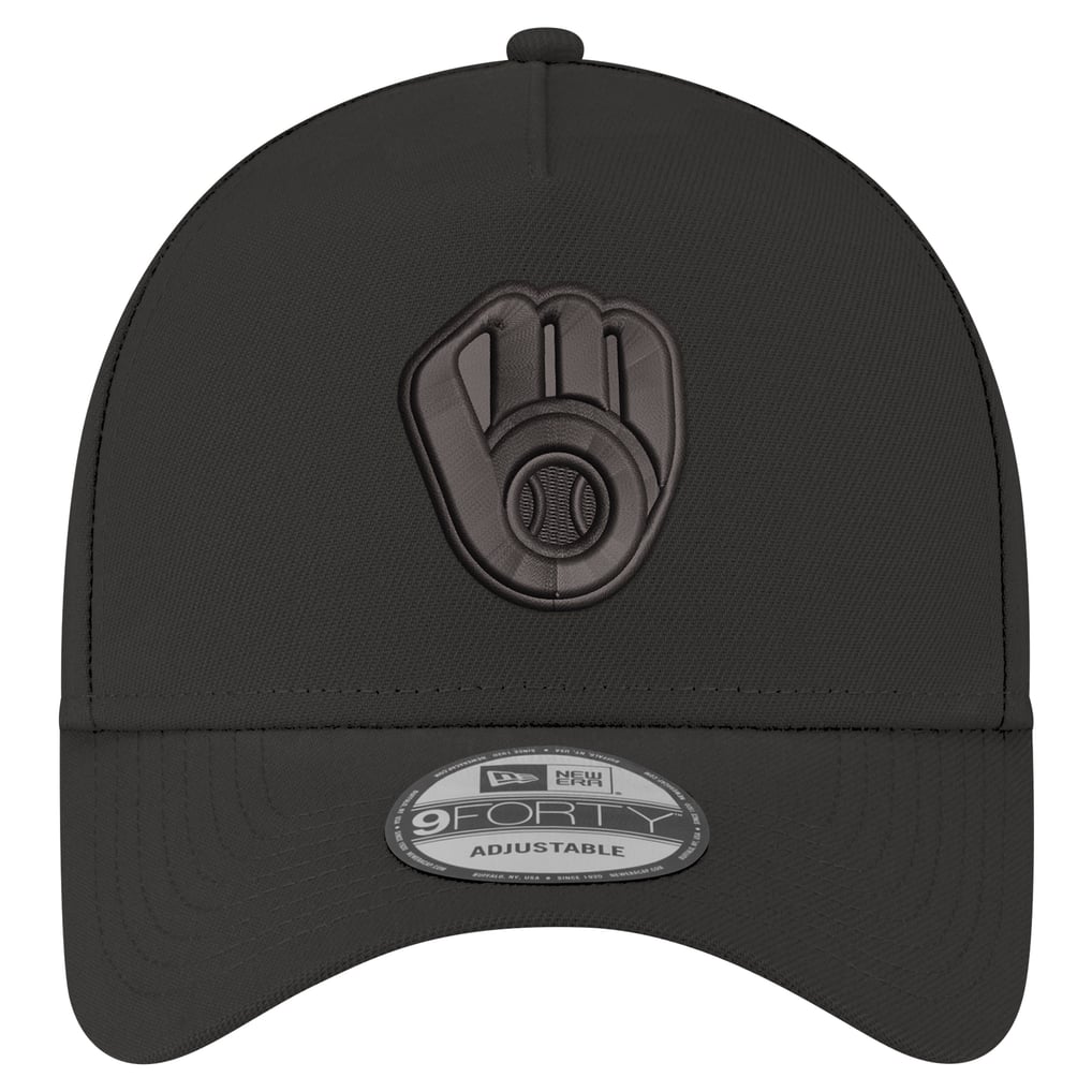 Men's Milwaukee Brewers New Era Black A-Frame 9FORTY Adjustable Hat