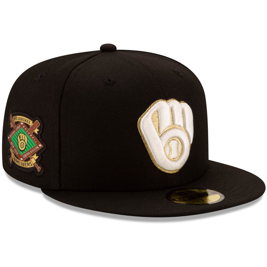 Men's Milwaukee Brewers New Era Black AKA Patch 59FIFTY Fitted Hat