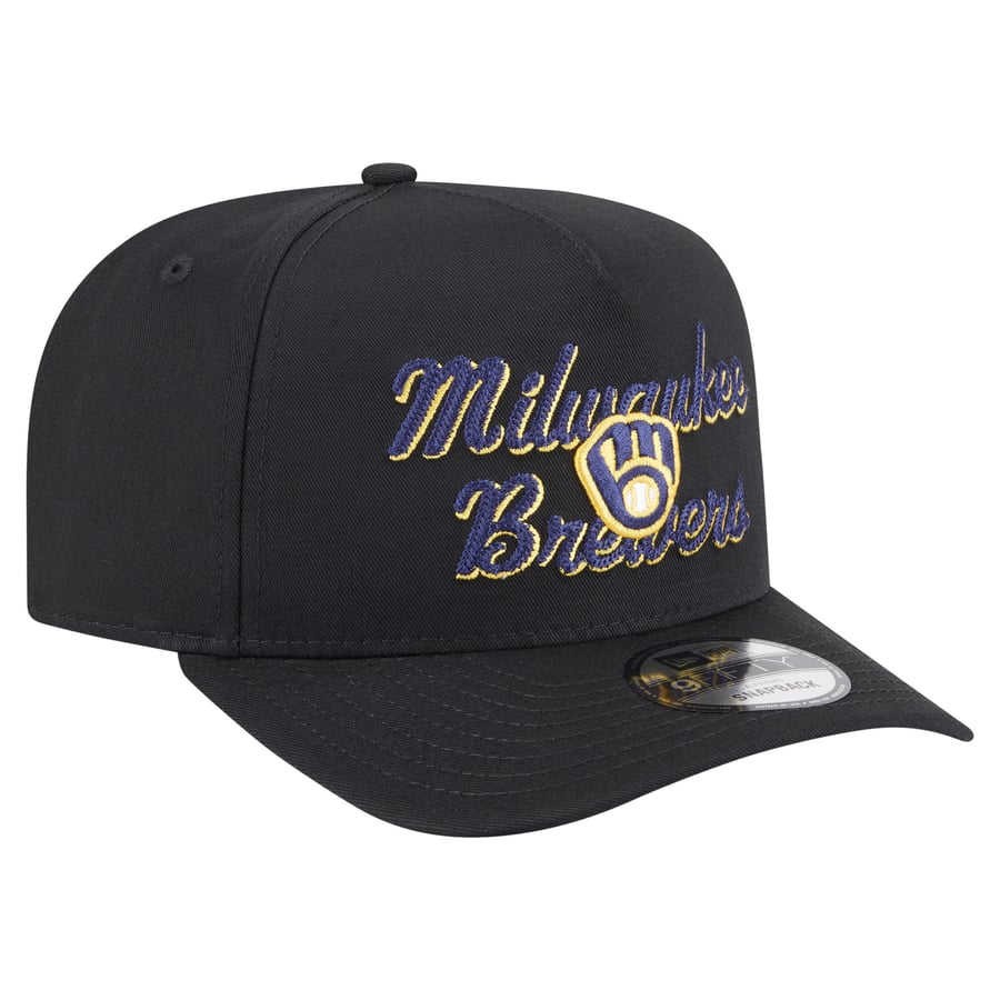 Men's Milwaukee Brewers New Era Black Chainstitch 9FIFTY A-Frame ...