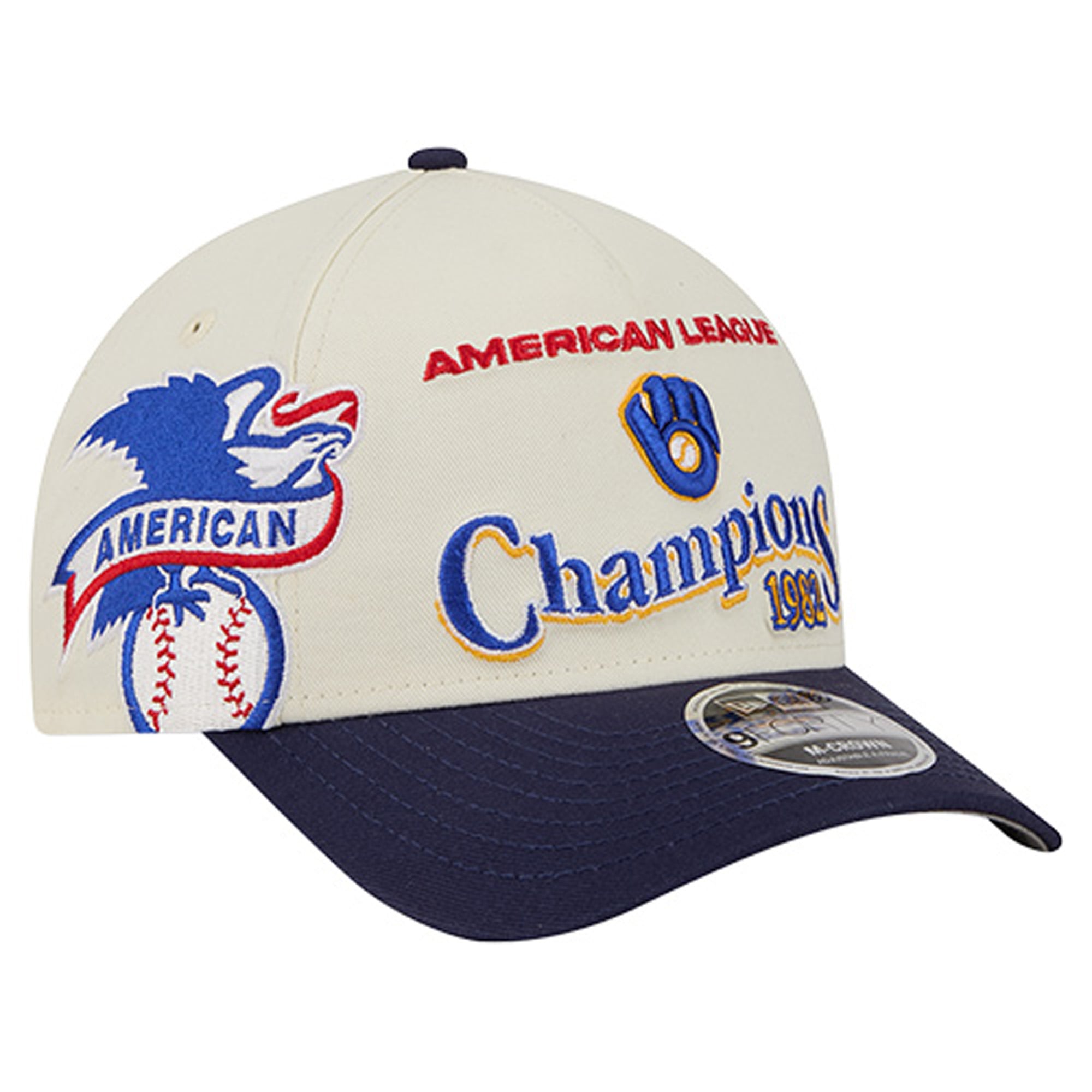Men's Milwaukee Brewers New Era Cream/Royal World Series 9FORTY M-Crown ...