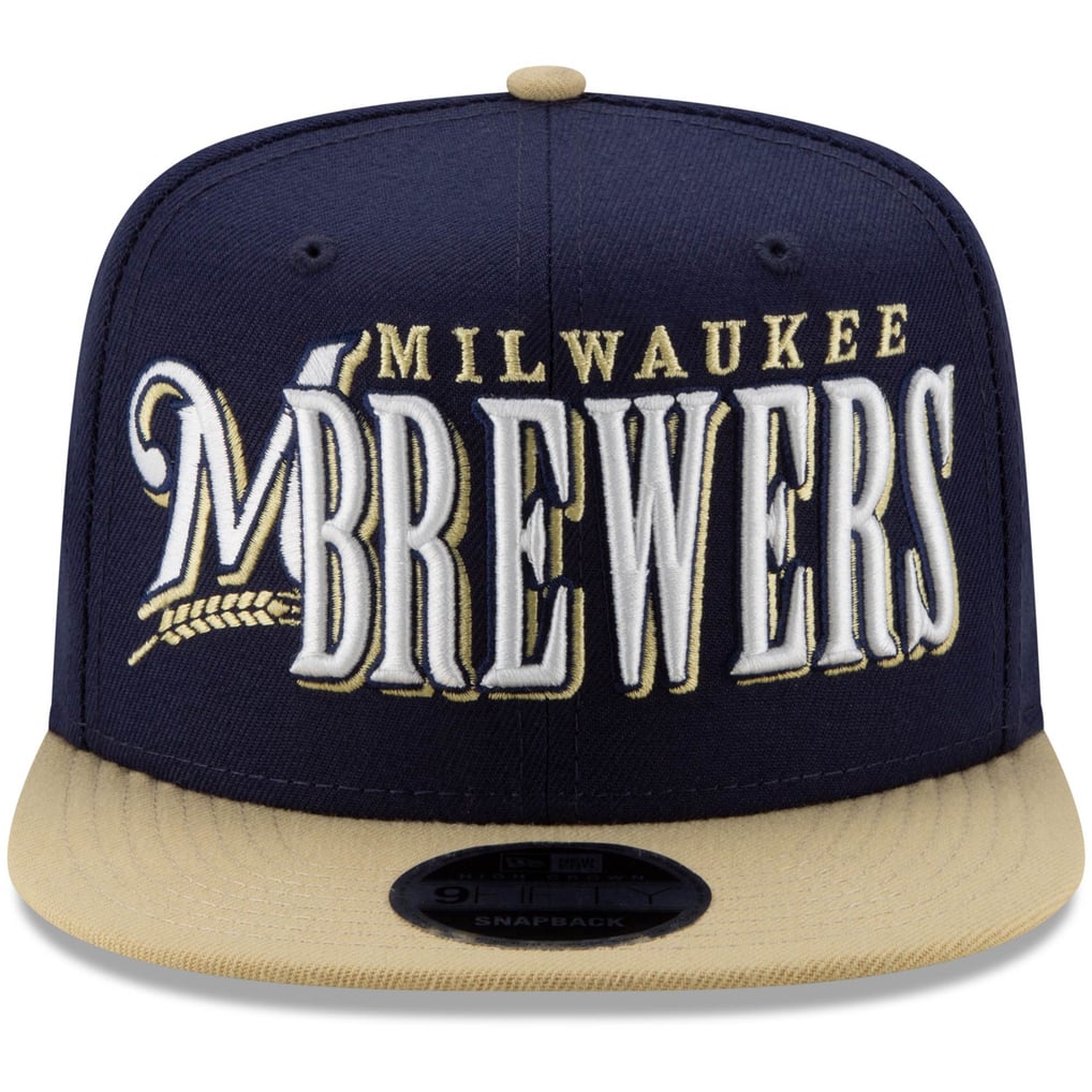 Men's Milwaukee Brewers New Era Navy Jumbo 9FIFTY Snapback Hat