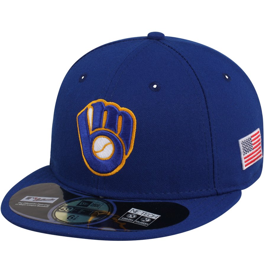 Milwaukee Brewers New Era Royal September 11th American Flag On-Field ...