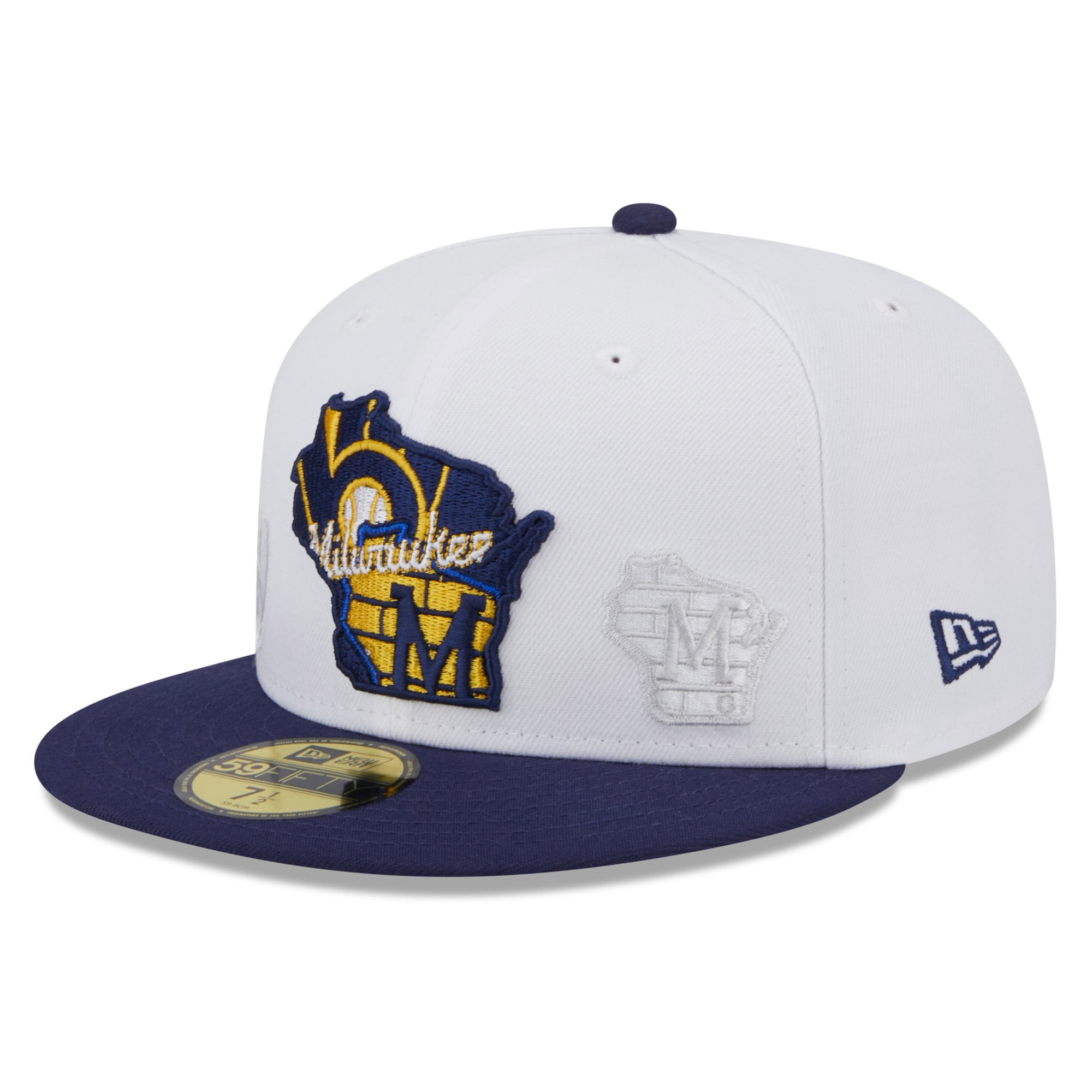 Men's Milwaukee Brewers New Era White/Navy State 59FIFTY Fitted Hat