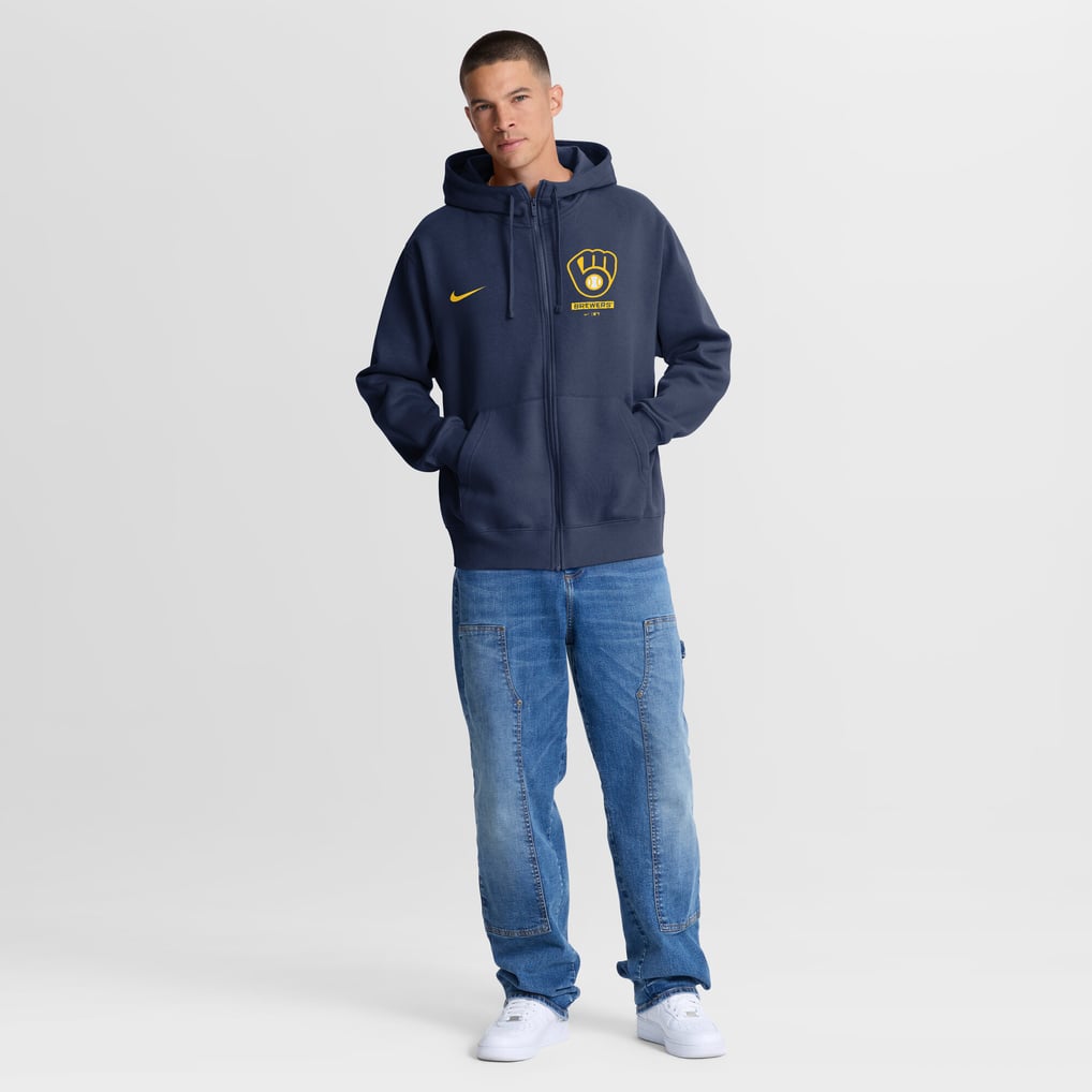 Men's Milwaukee Brewers Nike Navy Primetime Lockup Full-Zip Hoodie
