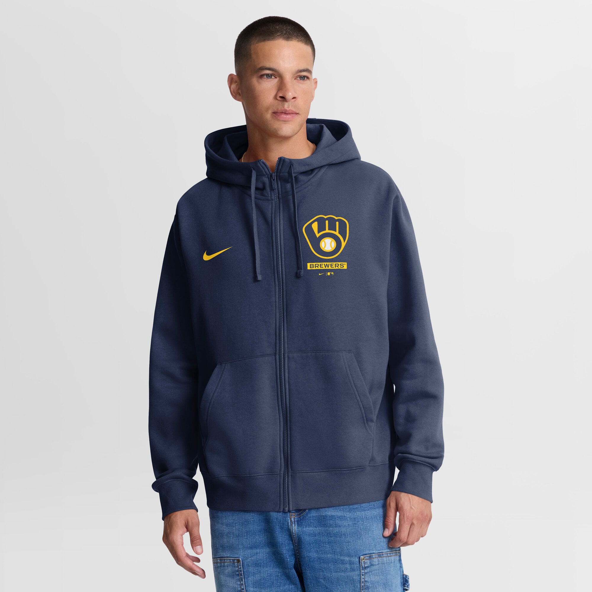 Men's Milwaukee Brewers Nike Navy Primetime Lockup Full-Zip Hoodie