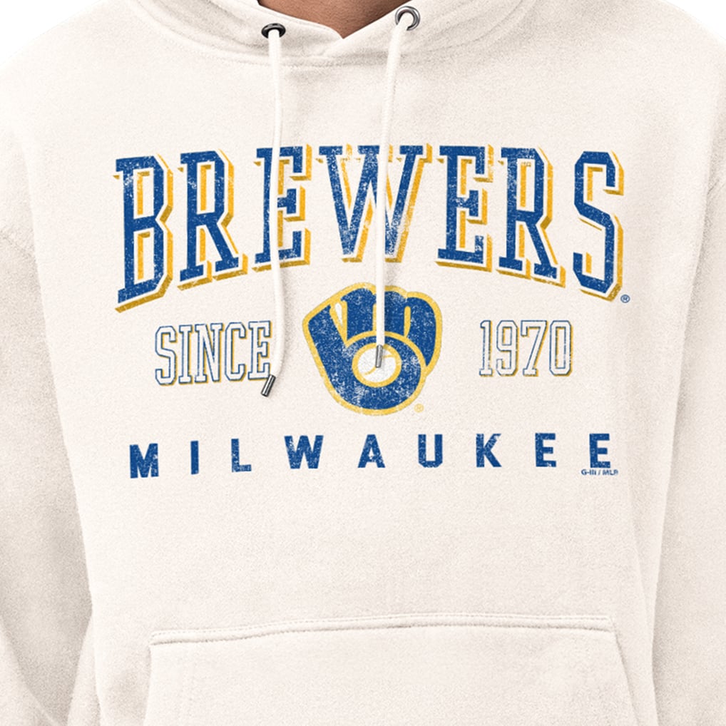 Men's Milwaukee Brewers Starter Cream Established Logo Fleece Hoodie