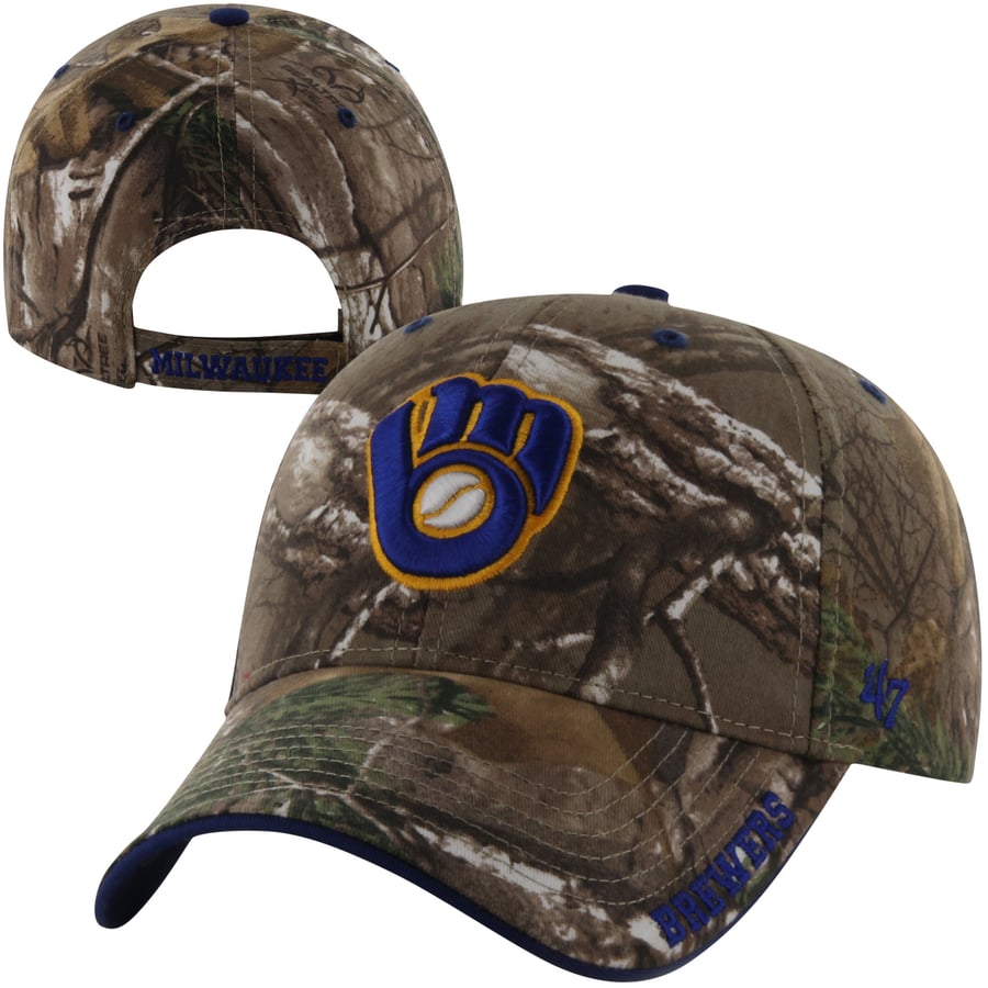 Mens Milwaukee Brewers '47 Brand Realtree Camo Frost Adjustable Hat