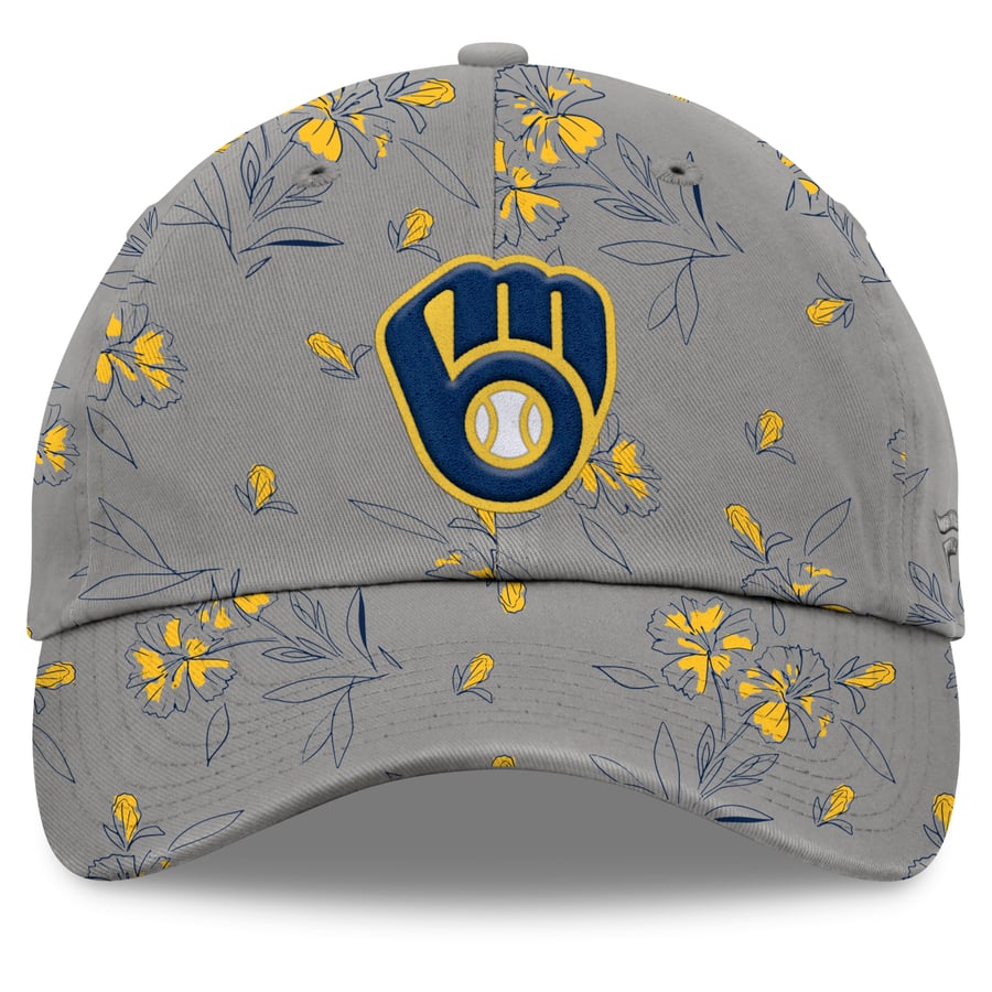 Women's Milwaukee Brewers Fanatics Gray Fundamental Floral Adjustable Hat