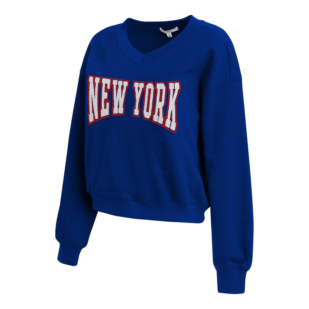 Women's New York Giants WEAR by Erin Andrews Royal Fleece V-Neck Lounge Set