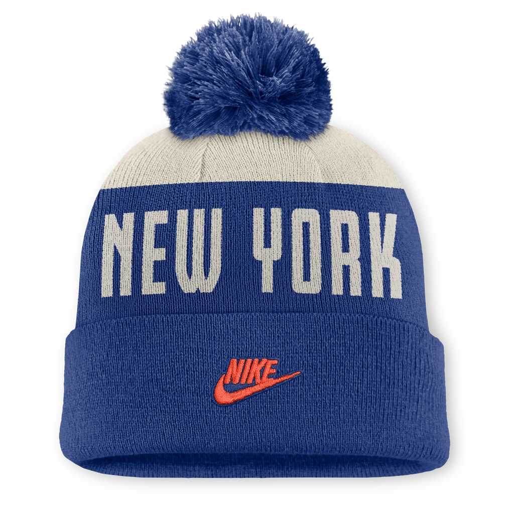 Men's New York Mets Nike Natural/Royal Peak Standard Cuffed Knit Hat ...