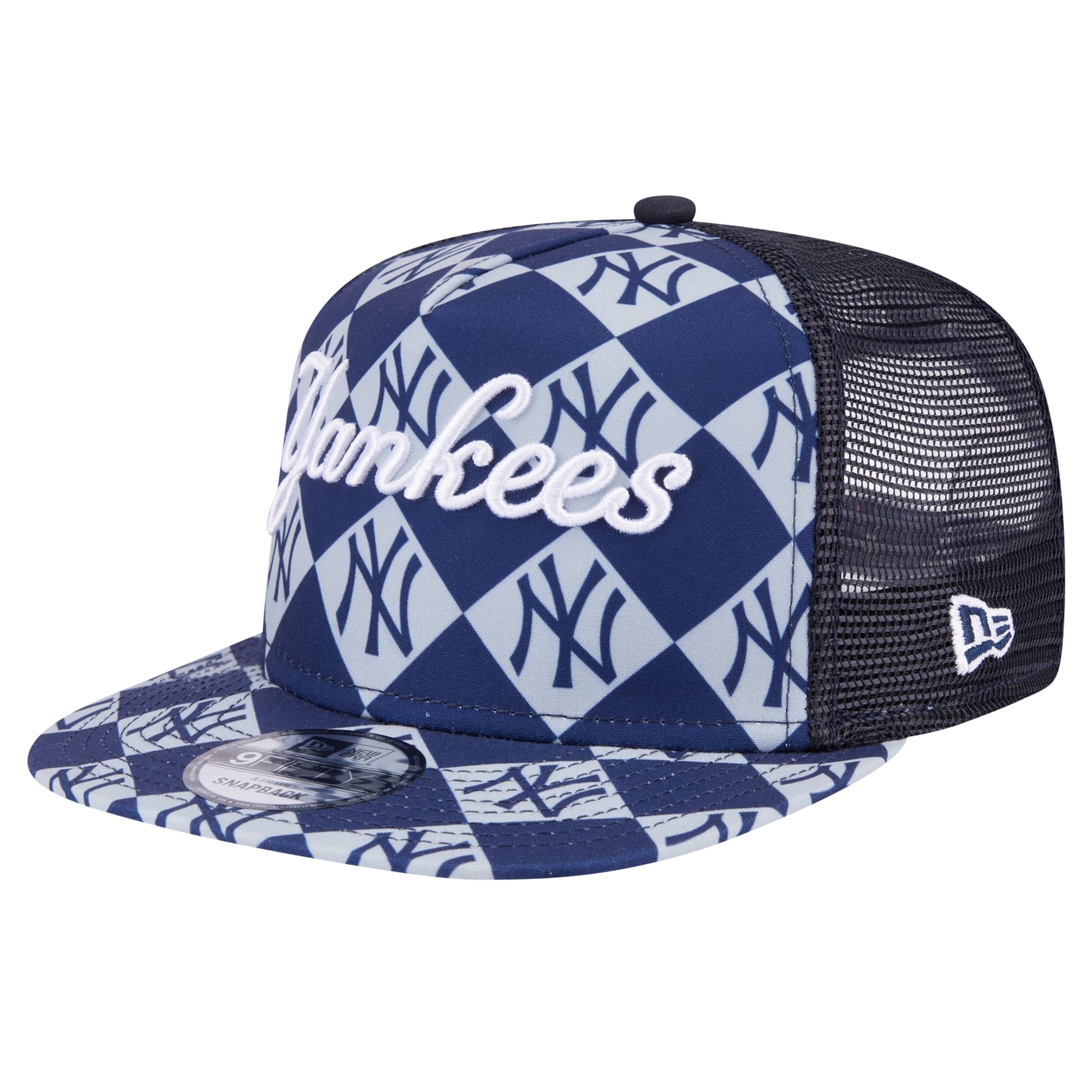 Men's New York Yankees New Era Navy Seeing Diamonds A-Frame Trucker ...
