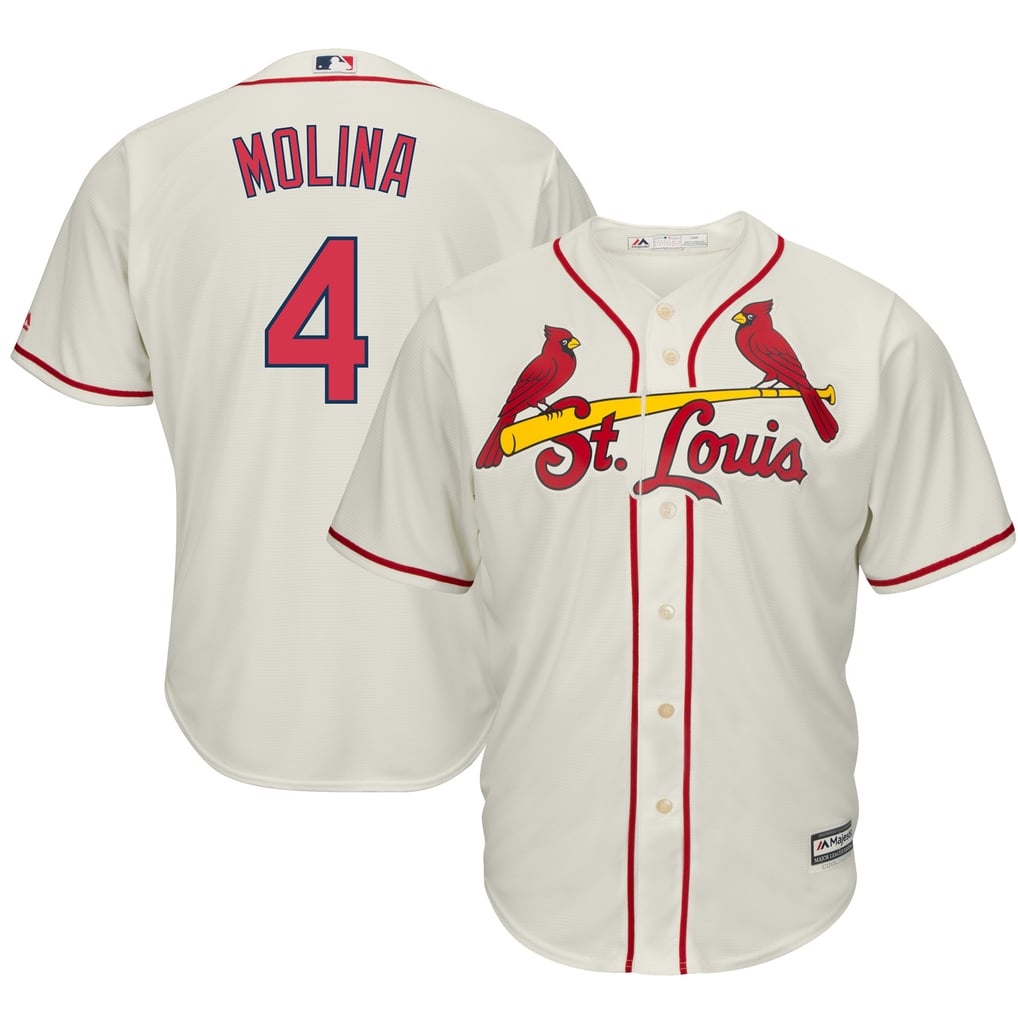 Mens St Louis Cardinals Yadier Molina Majestic Cream Alternate Cool