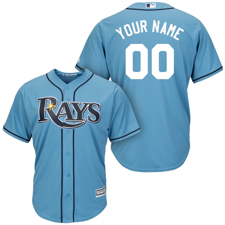 Mens Tampa Bay Rays Majestic Light Blue Cool Base Custom Jersey